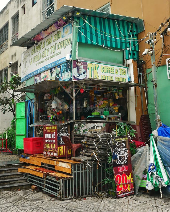 Makeshift Coffee Shop and House Vietnam Editorial Image - Image of ...
