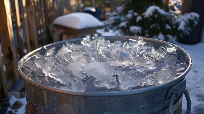 A Makeshift Ice Bath Created by Pouring Buckets of Ice into a Large ...