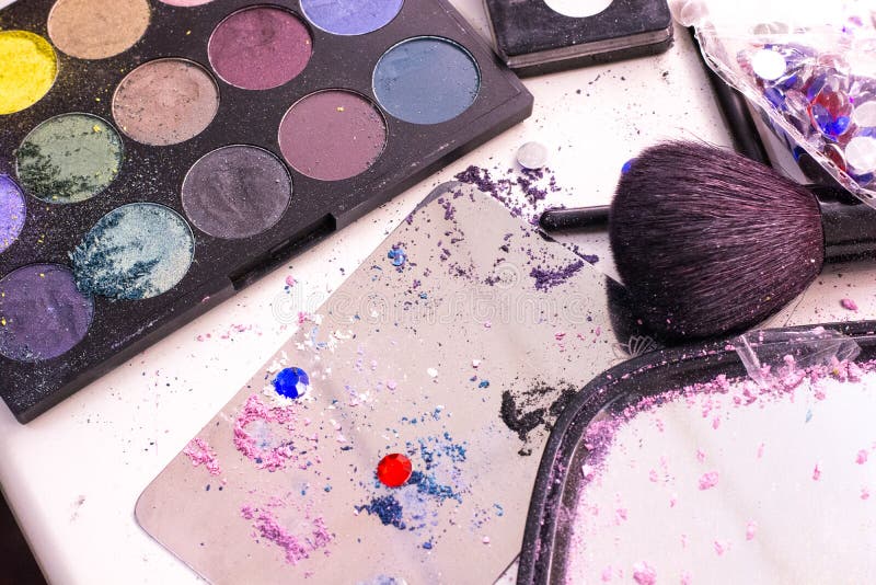 Makeup mess stock image. Image of blusher, trash, isolated - 13910881