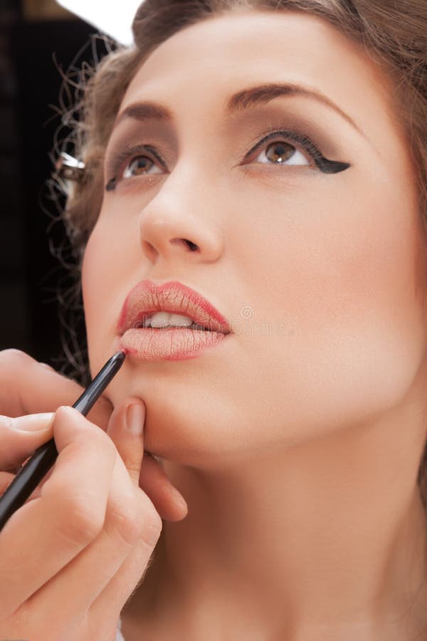 Makeup Applying. Make-up Artist Applying Stock Image - Image of blush ...