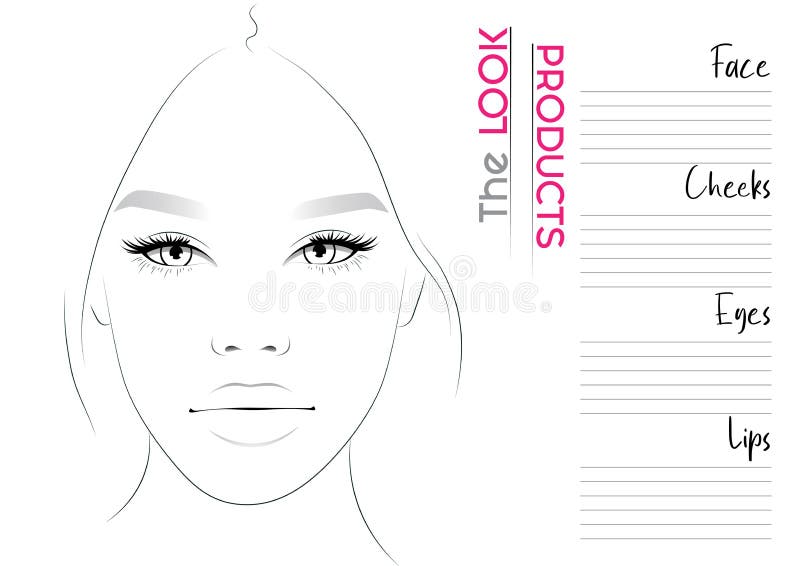 Realistic Makeup Artist Face Chart Template for Makeup Artists. Vector ...