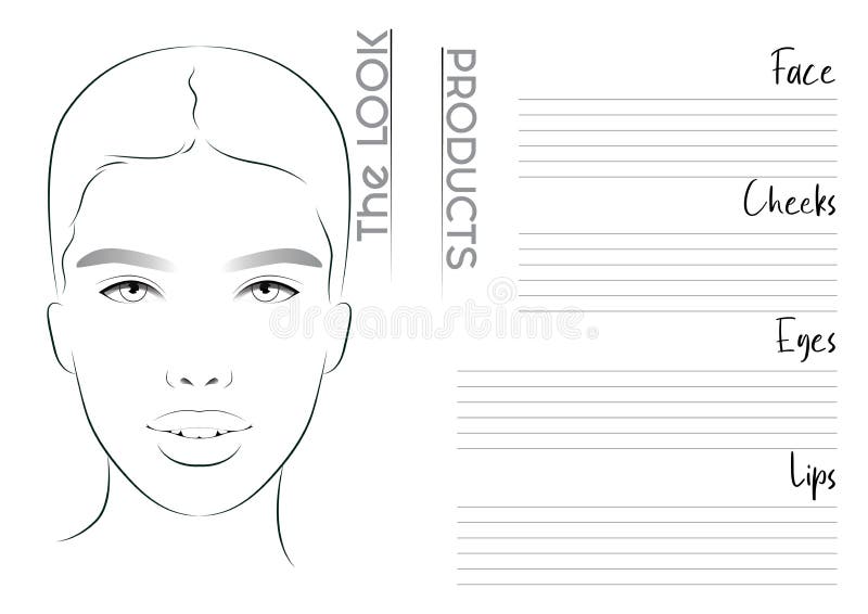 Makeup Artist Face Charts Template Stock Vector - Illustration of ...