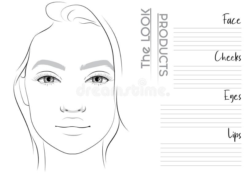 Realistic Makeup Artist Face Chart Blank Template Stock Vector ...