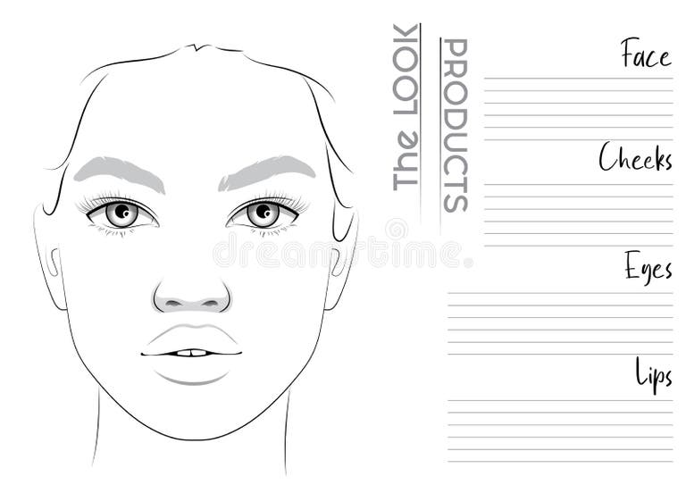 Face Chart Template Make Up Stock Illustrations – 20 Face Chart ...