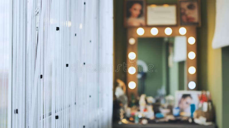 The Makeup Artist S Office Against a Backdrop of Curtains. Stock Photo ...