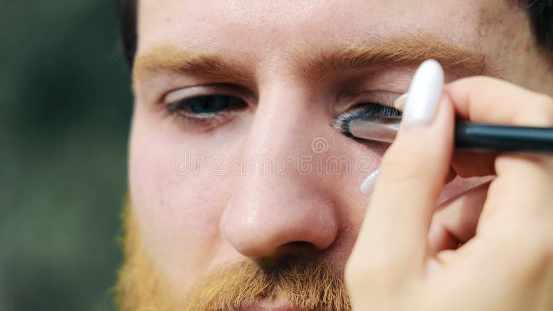 Makeup Artist Styling Actor S Eyebrow. Close-up of Makeup Artist ...