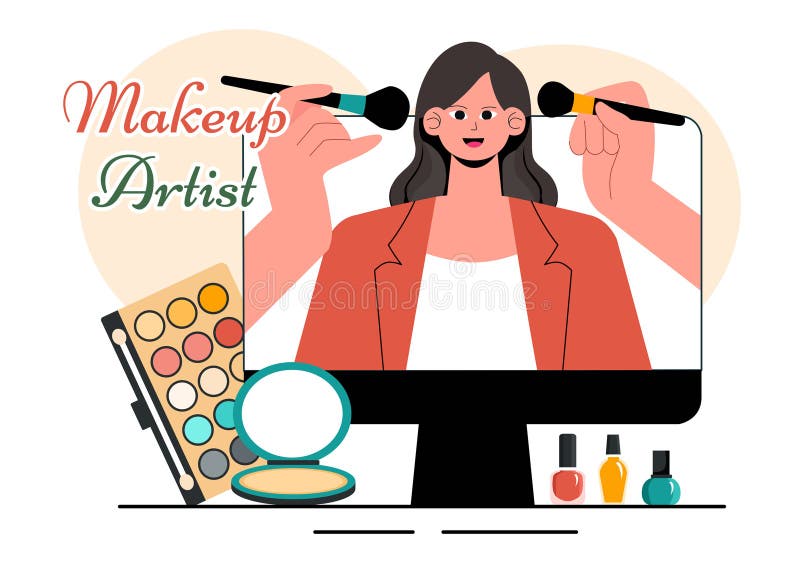 Makeup Artist Vector Illustration Featuring a Professional Makeover ...