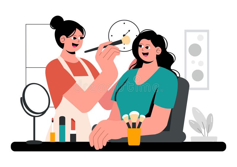 Makeup Artist Vector Illustration Featuring a Professional Makeover ...