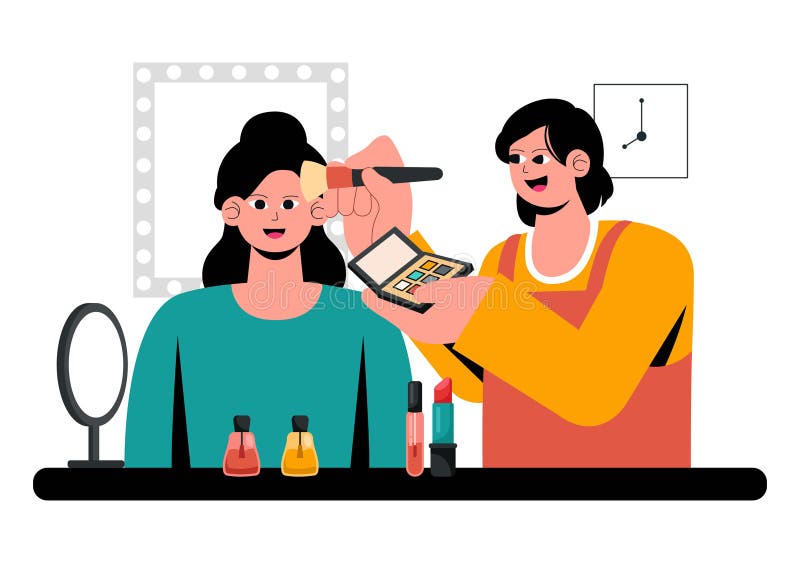Makeup Artist Vector Illustration Featuring a Professional Makeover ...