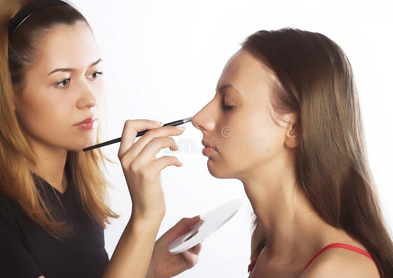 Makeup artist at work stock image. Image of closeup, face - 97828673