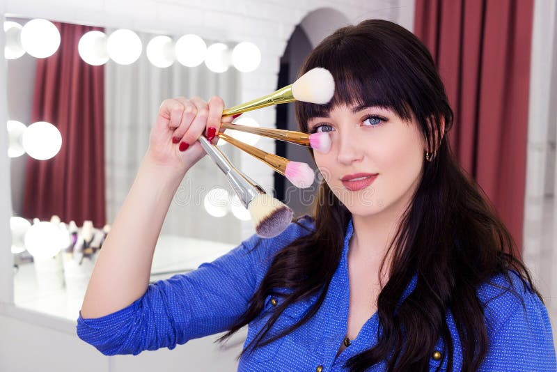 Makeup Artist at Workplace Preparing for Make-up Stock Photo - Image of ...