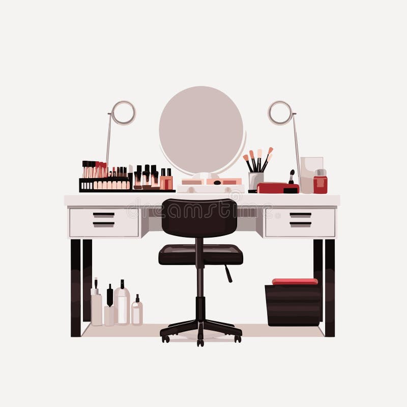 Makeup Artists Desk Vector Flat Minimalistic Isolated Illustration Stock Image - Image of style ...