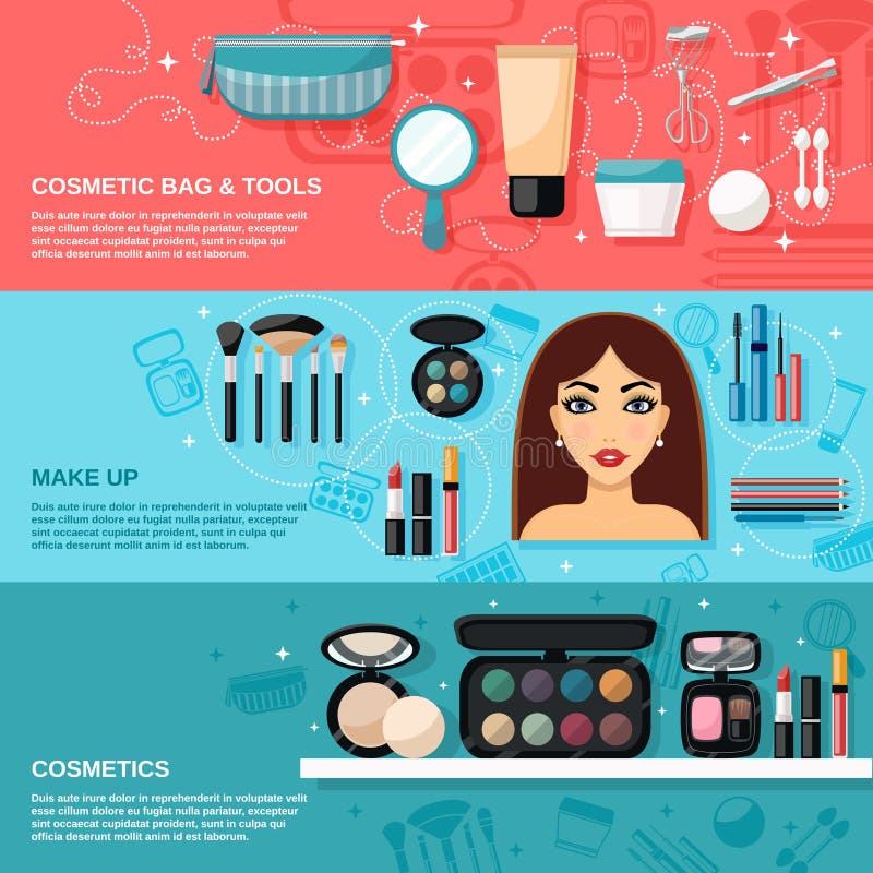 Makeup Banner Set stock vector. Illustration of foundation - 50565989