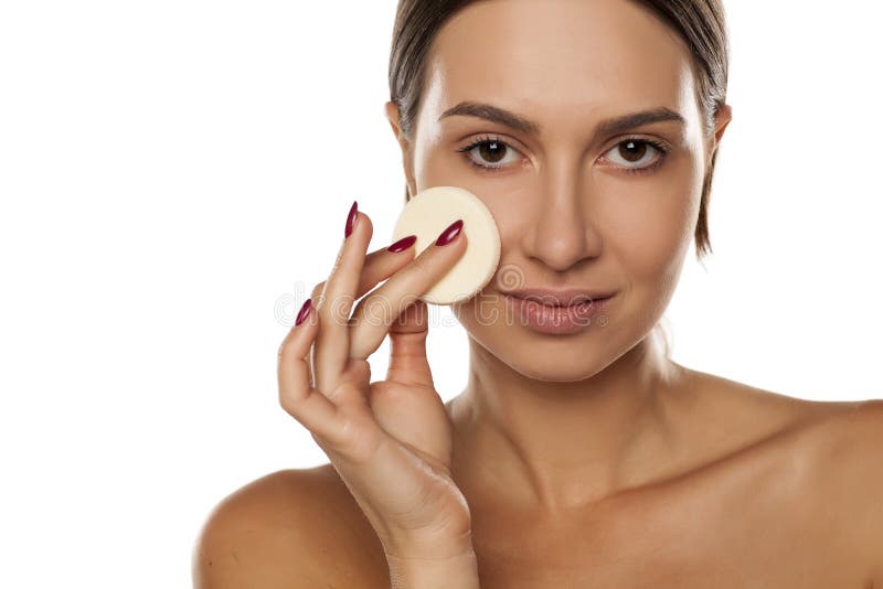 Makeup base apply stock photo. Image of facial, caucasian - 82583792