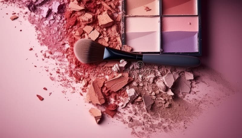 Makeup Beautiful Closeup Cosmetics Mess Broken Eyeshadow. Background ...