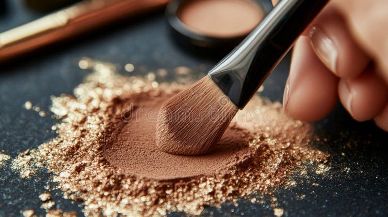 Makeup Brush Applying Bronze Shimmer Powder Stock Illustration ...