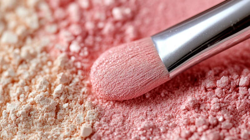 Makeup Brush in Pink and Peach Powder Stock Illustration - Illustration ...