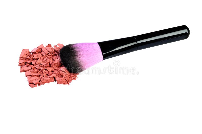 Makeup Brush with Pink Powder Isolated on White Background Stock Image ...