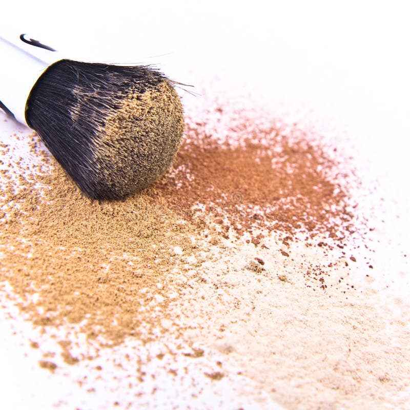 Makeup brushes with powder stock image. Image of creative - 63553461