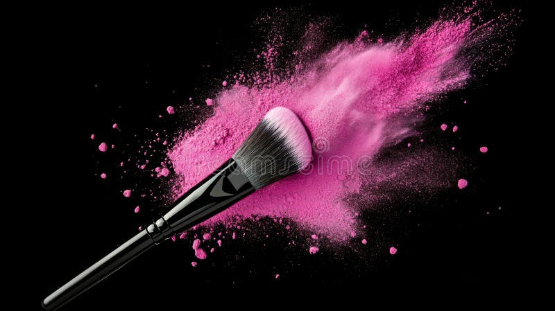 A Dynamic Makeup Brush Creates an Artistic Explosion of Pink Powder ...