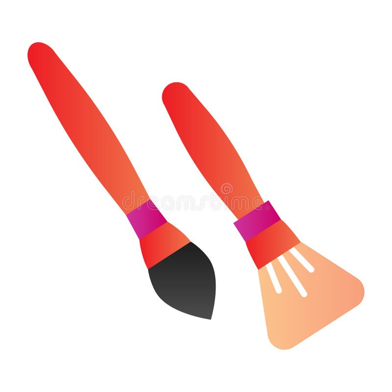 Makeup Brushes Flat Icon. Cosmetic Brushes Vector Illustration Isolated on White Stock Vector ...