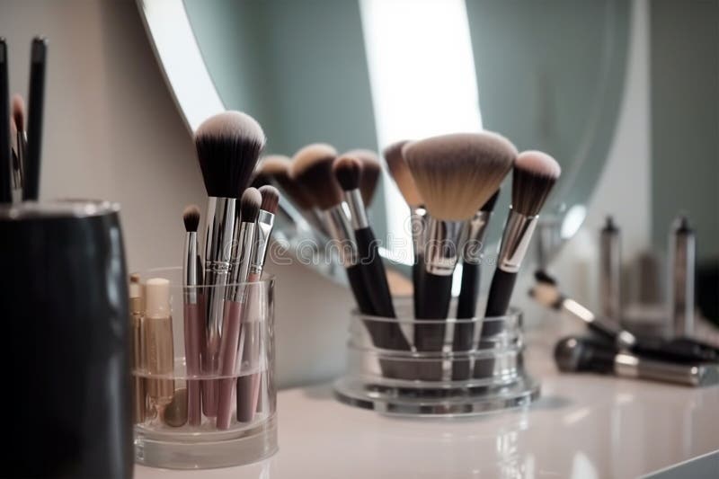 Makeup Brushes in a Glass. Clean Professional Makeup Brushes Set for ...