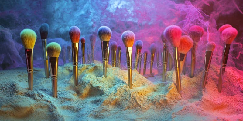 Makeup Brushes Growing Like Trees from a Landscape of Glowing Sand ...