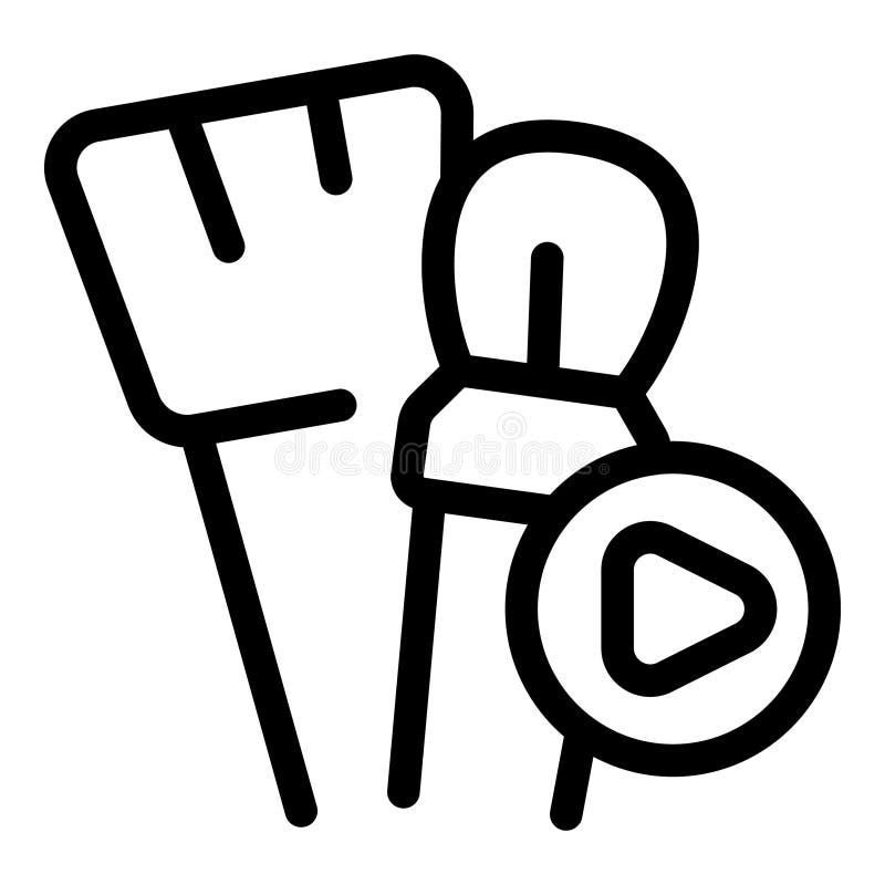 Makeup Brushes Video Tutorial Icon with Play Button Stock Illustration ...