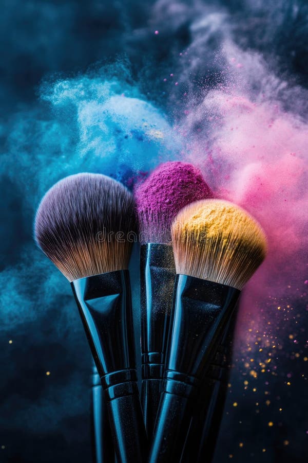 Makeup Brushes with Powder stock image. Image of powder - 376629595