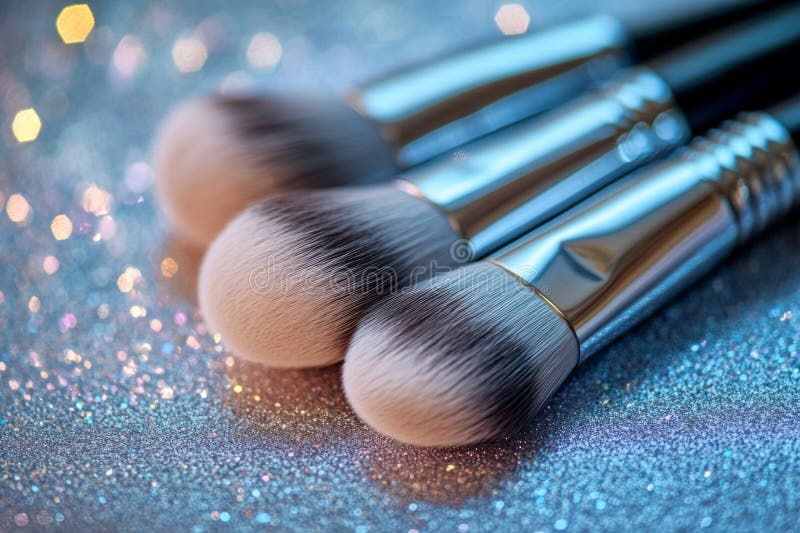 Makeup Brushes on a Sparkling Backdrop Evoke Beauty, Cosmetics, and ...