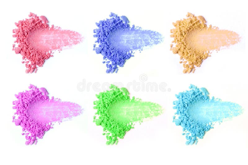 Makeup Cheeks and Eye. Color Cosmetic Powder on White Background Stock ...
