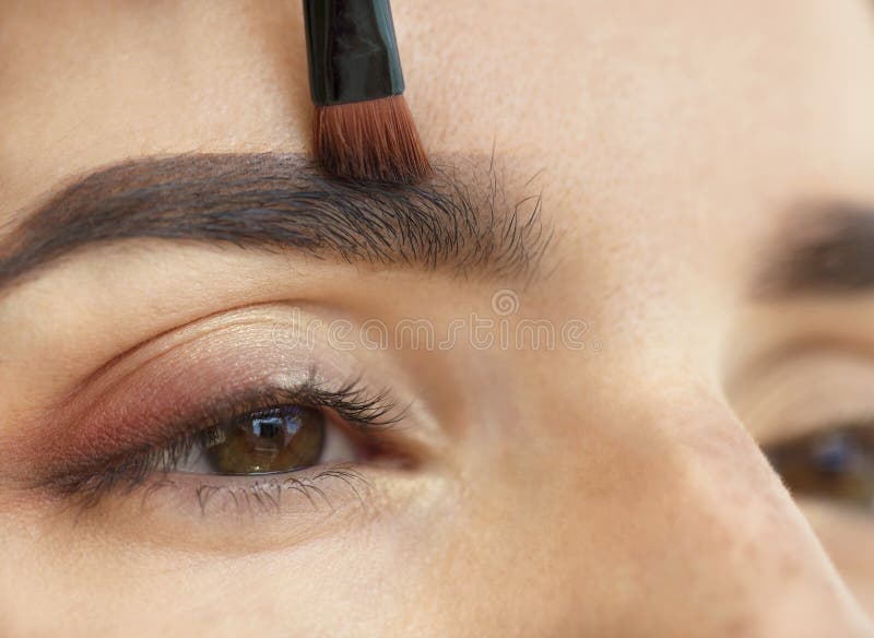 Makeup Close-up. Eyebrow Makeup, Soft Brush. Stock Photo - Image of ...
