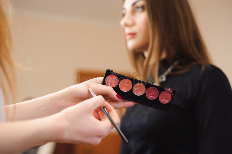Makeup Collection of Lipstick. Make-up Training School. Stock Image ...
