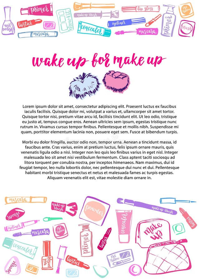 Makeup Cosmetic Elements with Lettering. Concept Poster or Leaflet ...
