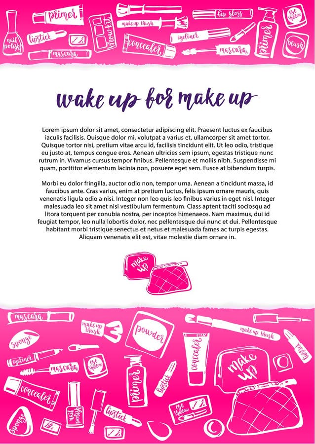 Makeup Cosmetic Elements with Lettering. Concept Poster or Leaflet ...