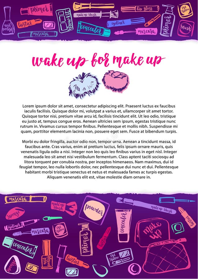 Makeup Cosmetic Elements with Lettering. Concept Poster or Leaflet ...