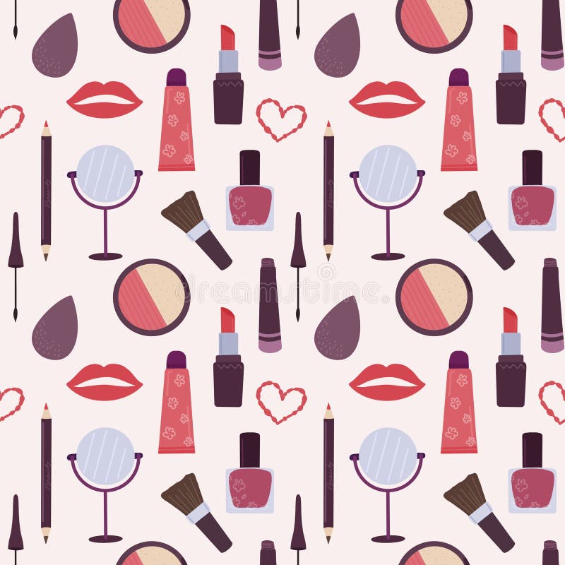 Makeup, Cosmetic Pattern. Endless Texture Design Stock Illustration ...