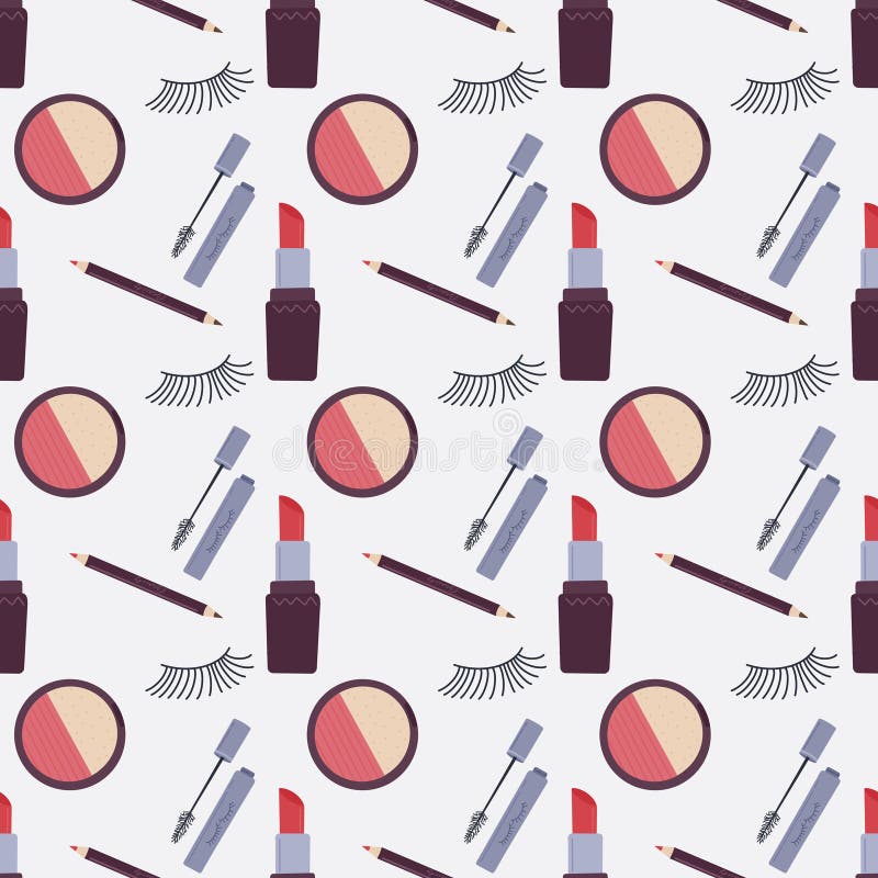 Makeup, Cosmetic Pattern. Endless Texture Design Stock Illustration ...