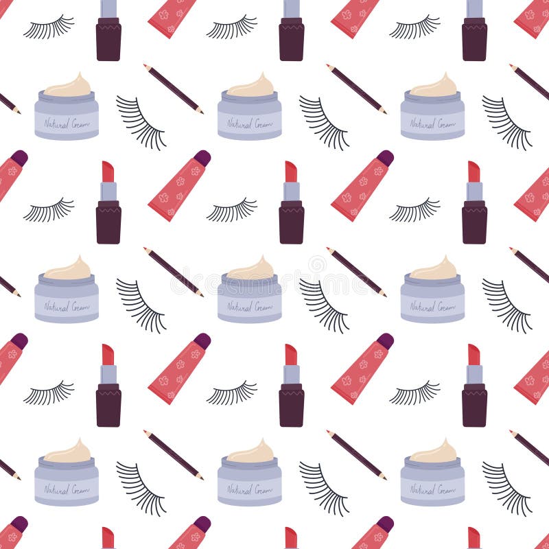 Makeup, Cosmetic Pattern. Endless Texture Design Stock Illustration ...
