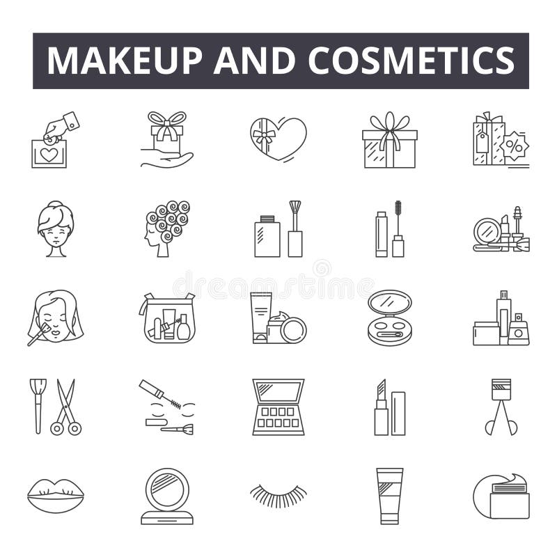 Makeup and Cosmetics Concept Line Icons, Signs, Vector Set, Linear ...