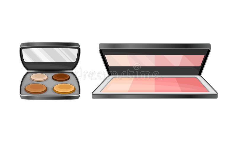 Makeup Cosmetics for Face Set. Blush and Eye Shadow Vector Illustration ...
