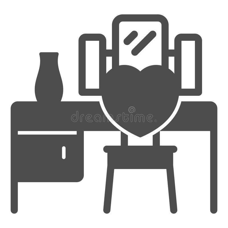 Makeup Desk with Chair Solid Icon, House Interior Concept. Vector ...