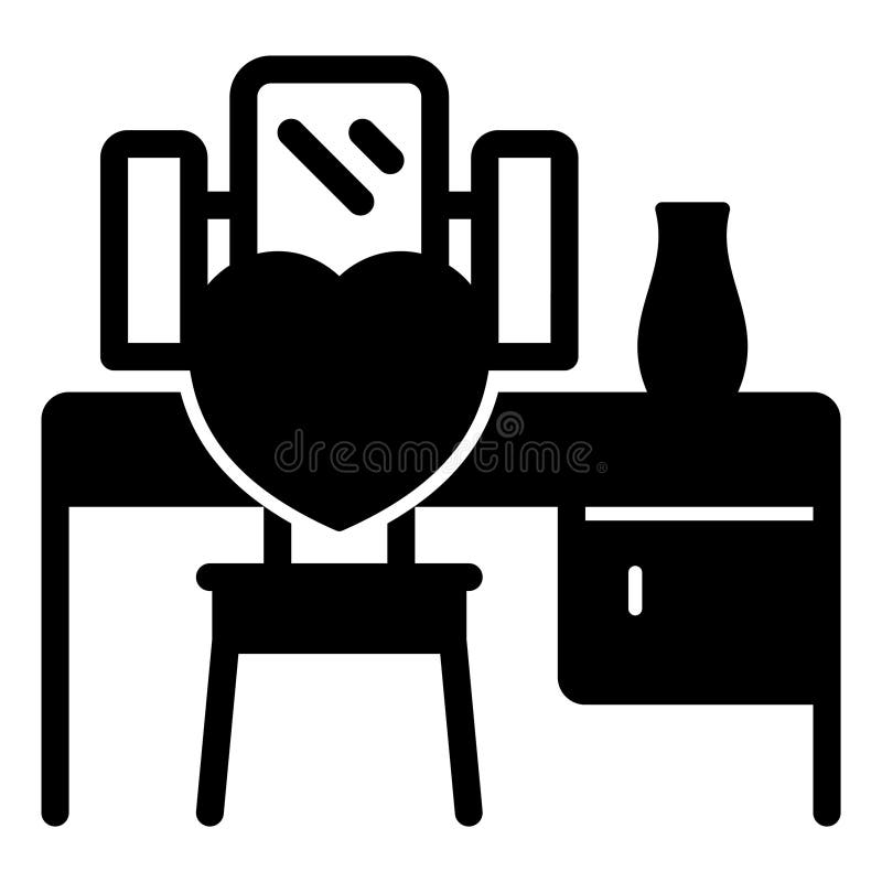 Makeup Desk with Chair Solid Icon, House Interior Concept. Vector ...