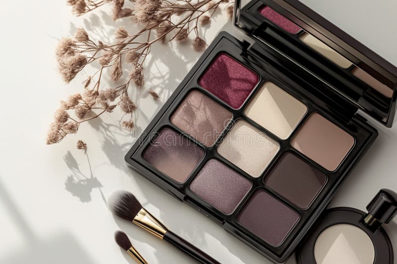 Makeup Elegance Eye Shadow Palettes and Professional Brush on Display ...