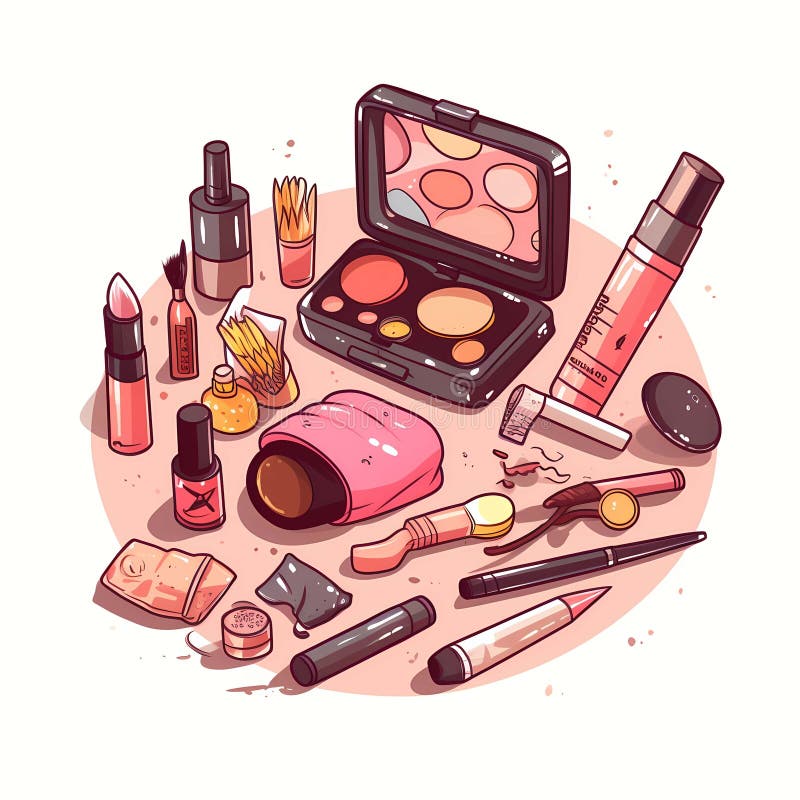 Makeup Elements Illustration, Cartoon Drawing Style Stock Illustration ...