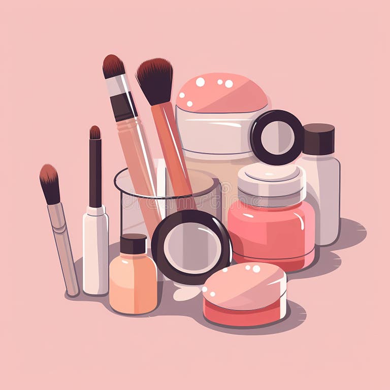 Makeup Elements Illustration, Cartoon Drawing Style Stock Illustration - Illustration of cartoon ...