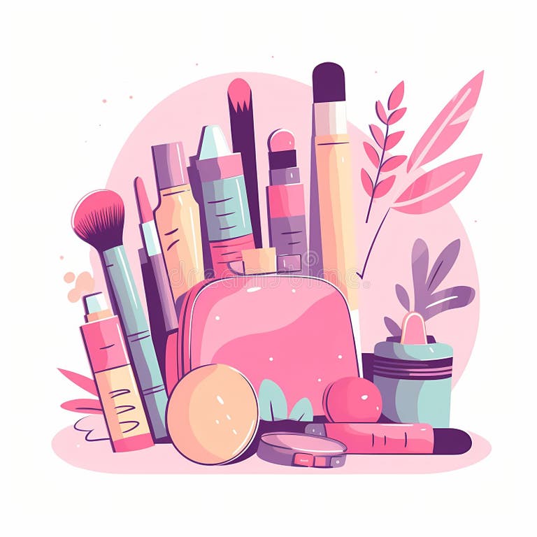 Makeup Elements Illustration, Cartoon Drawing Style Stock Illustration - Illustration of drawing ...