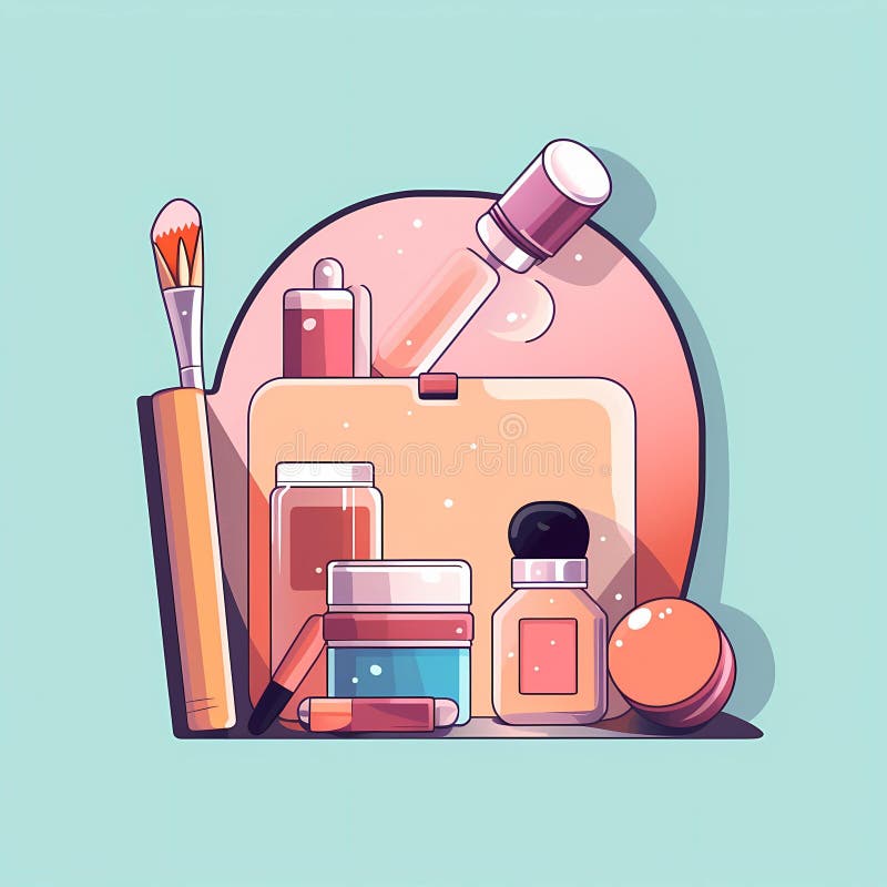 Makeup Elements Illustration, Cartoon Drawing Style Stock Illustration ...
