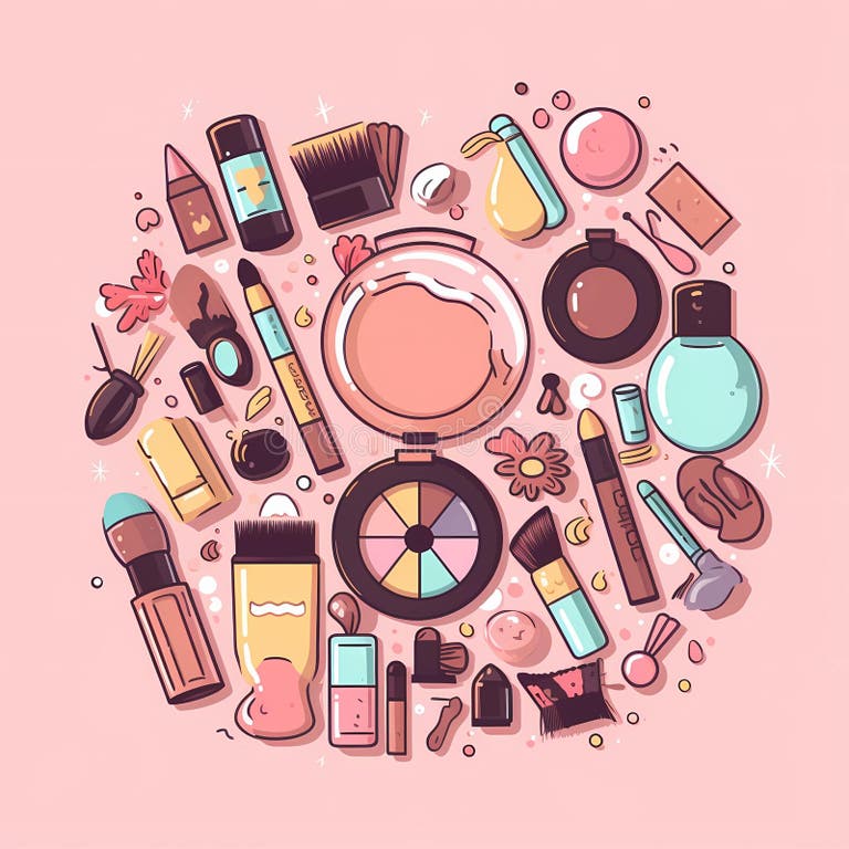 Makeup Elements Illustration, Cartoon Drawing Style Stock Illustration - Illustration of drawing ...