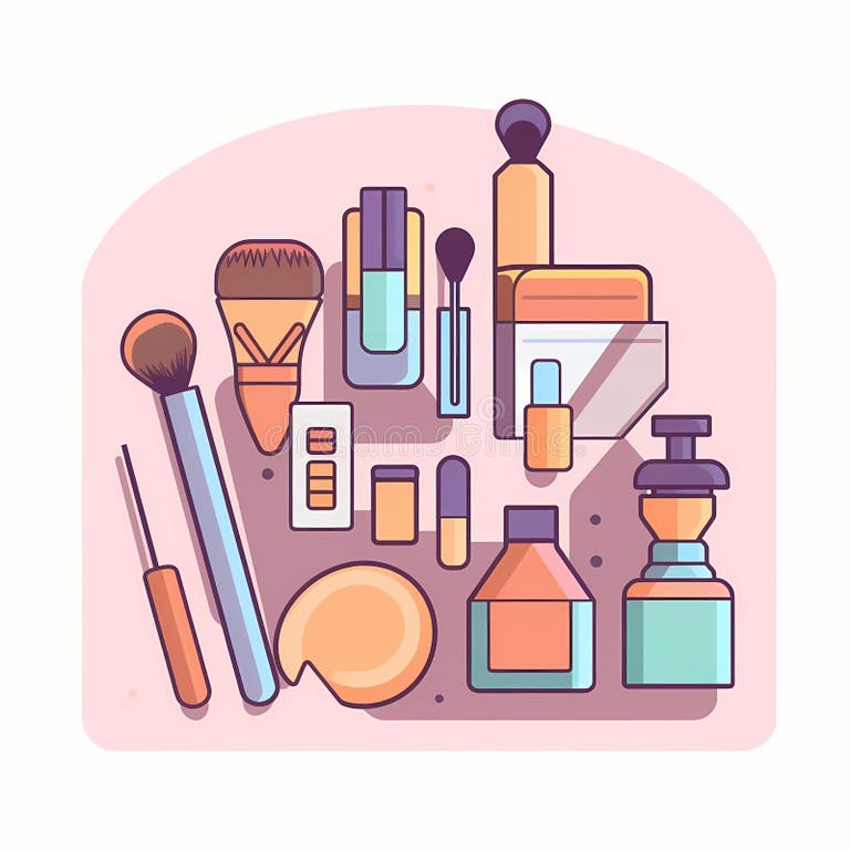 Makeup Elements Illustration, Cartoon Drawing Style Stock Illustration - Illustration of element ...